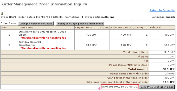 Sending the price notification e-mail